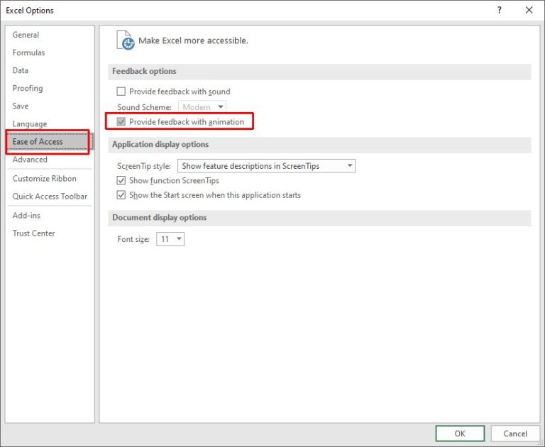 Turn Off Animations in Excel - PCauthorities.com